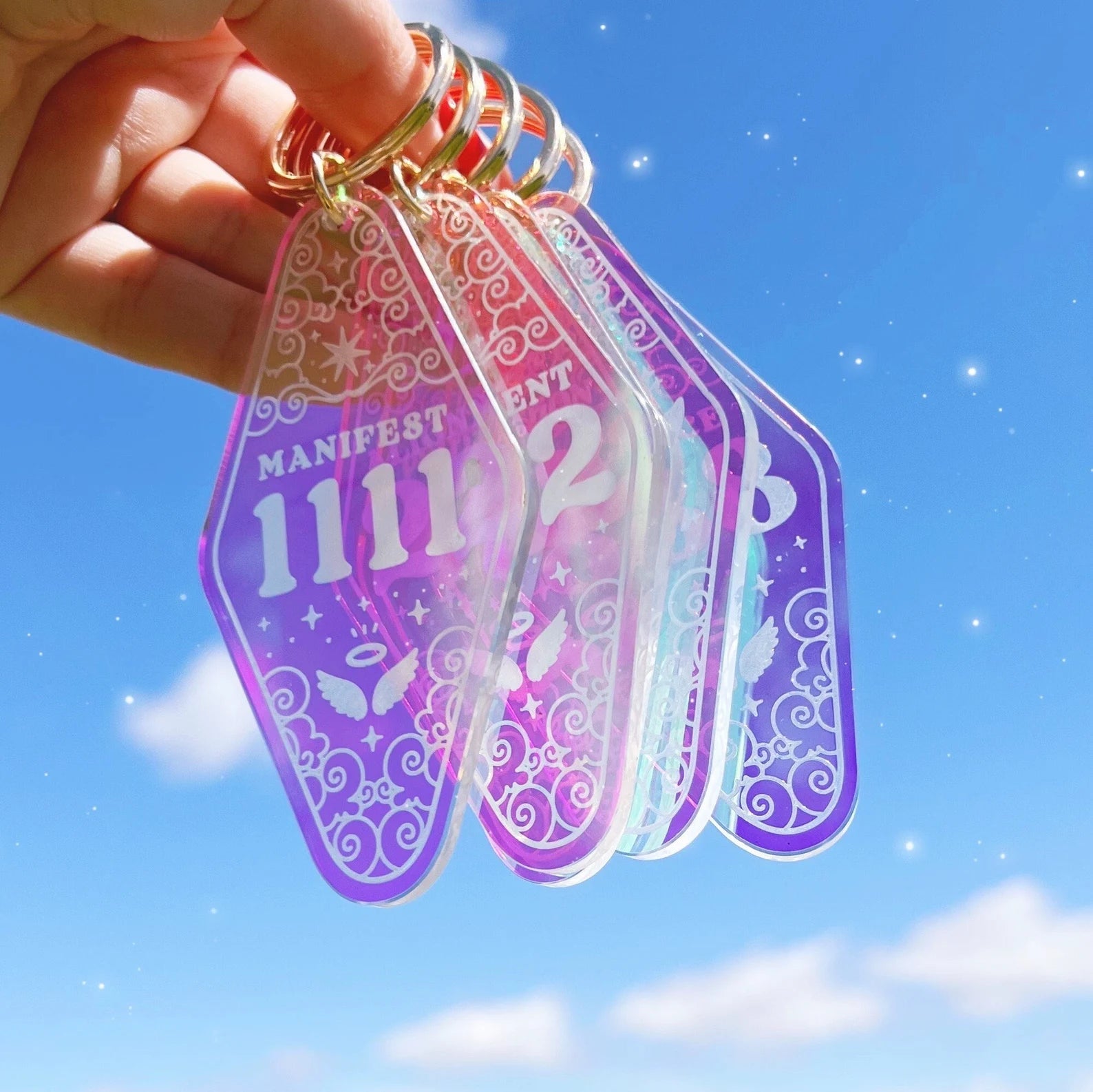 Angel Number Iridescent Motel Keychains – WildflowerCoShop