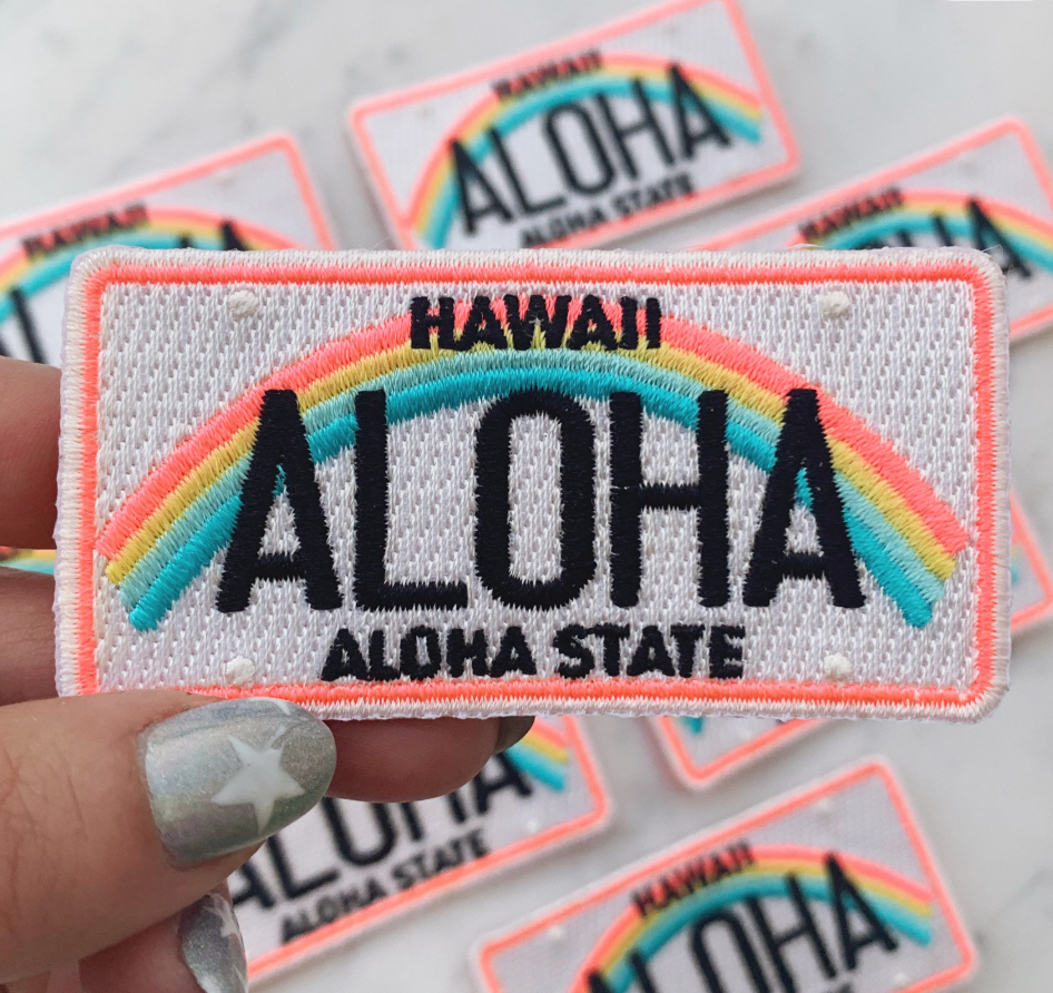 Aloha License Plate Patch – WildflowerCoShop