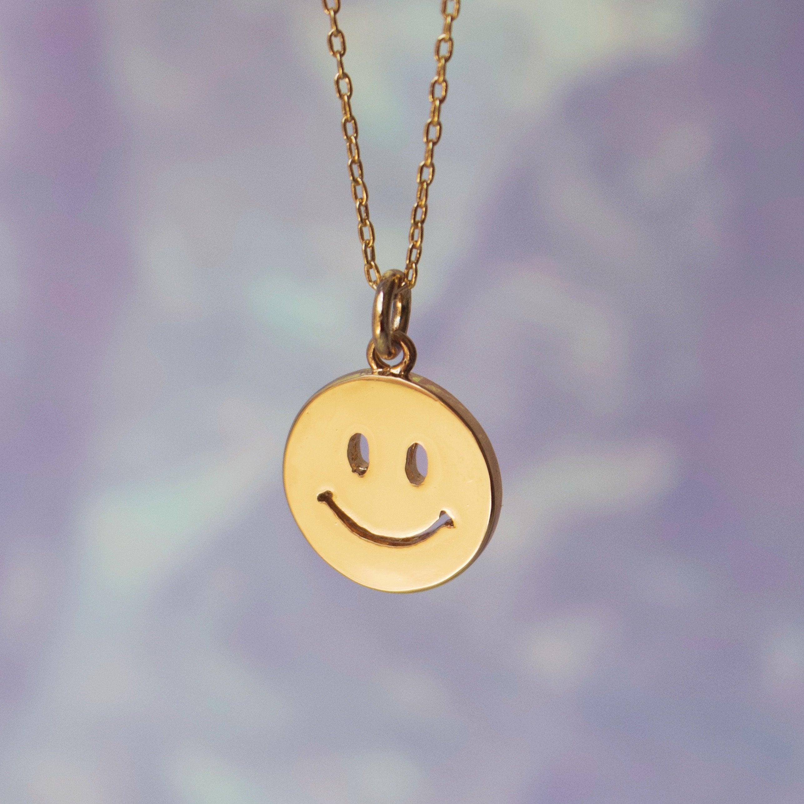 Smiley Necklace, Gold – WildflowerCoShop