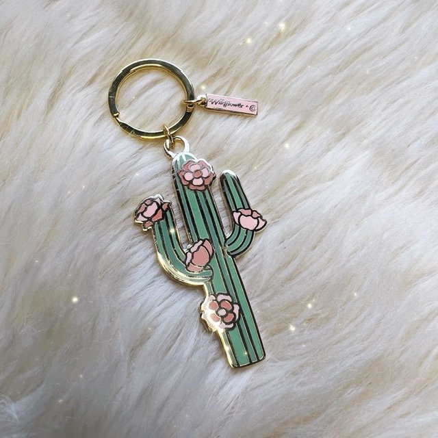 Saguaro Cactus Enamel Keychain – WildflowerCoShop